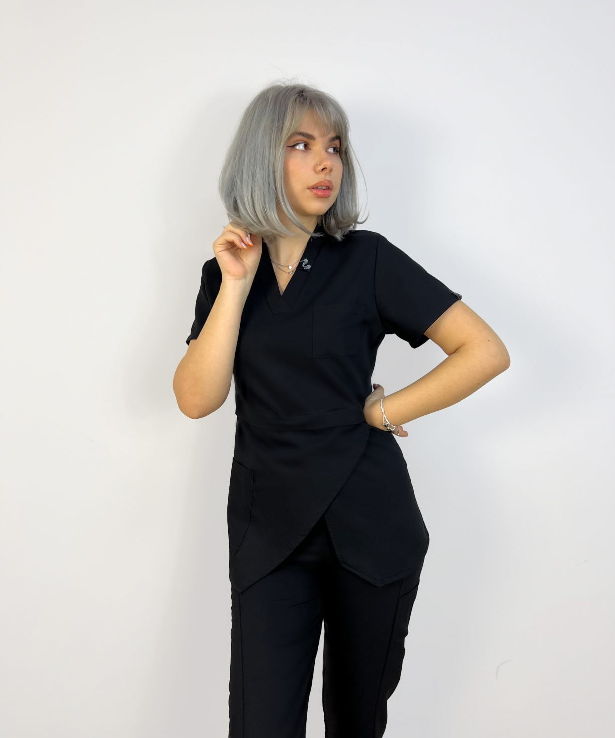 Set Costum Medical negru - Magazin pentru medicinisti